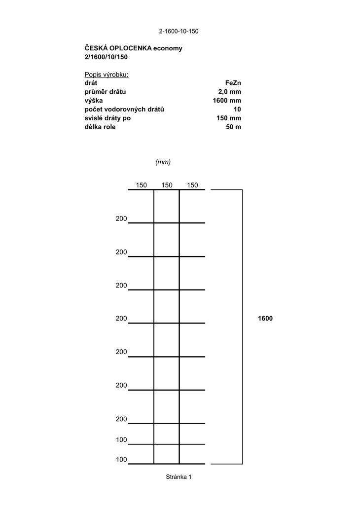 Lesnické pletivo Česká oplocenka economy 2.0/1600/10 eshop českého ...
