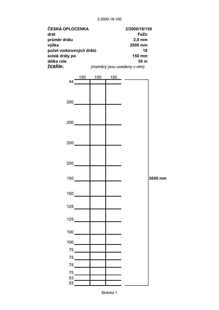 Lesnické pletivo Česká oplocenka 2.0/2000/18 eshop českého výrobce DOPS ...